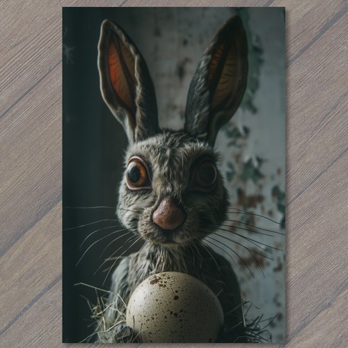 5x7" Rabbit Weird Creepy Vibe Easter Bunny Scary Mask Cult Strange ...