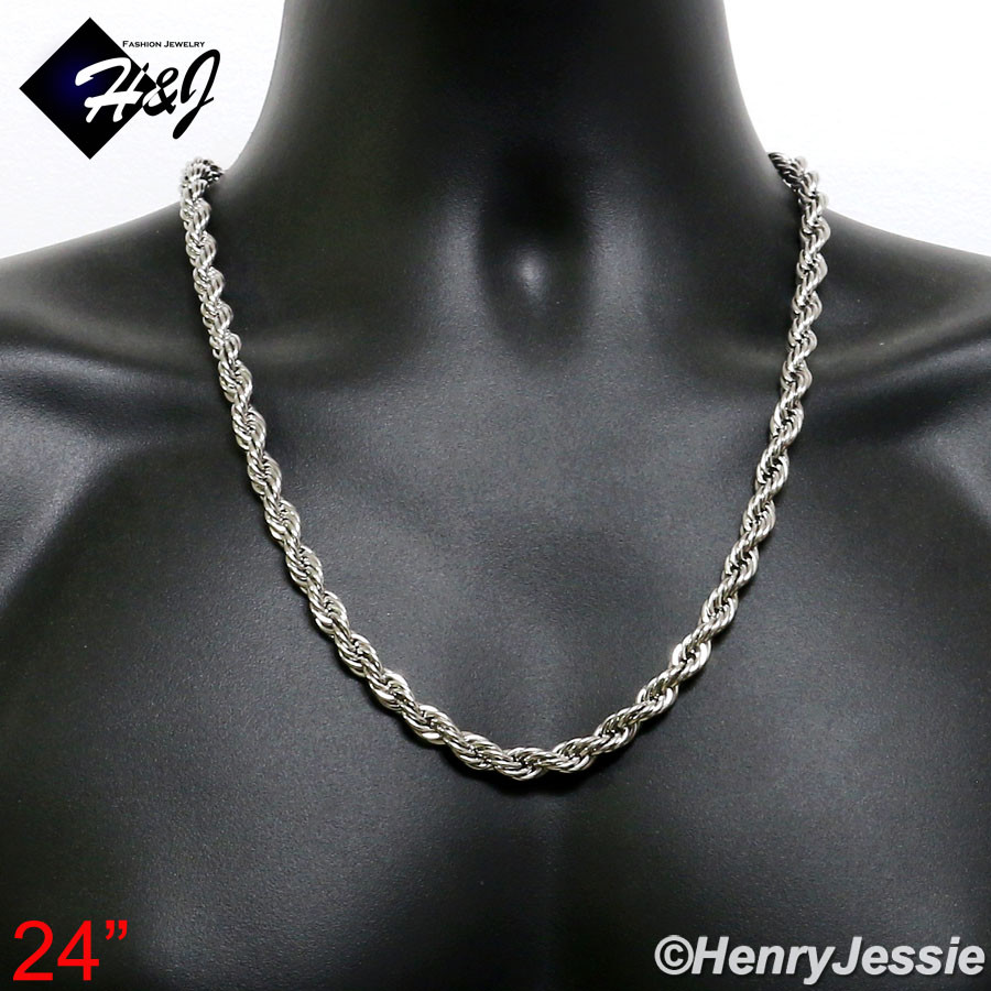 24"MEN's Stainless Steel 8mm Silver Smooth Rope Chain Necklace*N149 | eBay