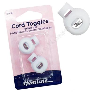 Hemline Round Cord Toggles White | eBay