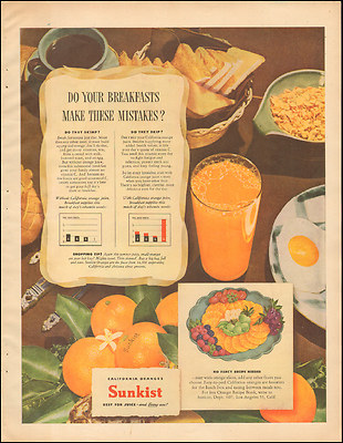Vintage ad for Sunkist California Oranges Glass Orange Juice Photo ...