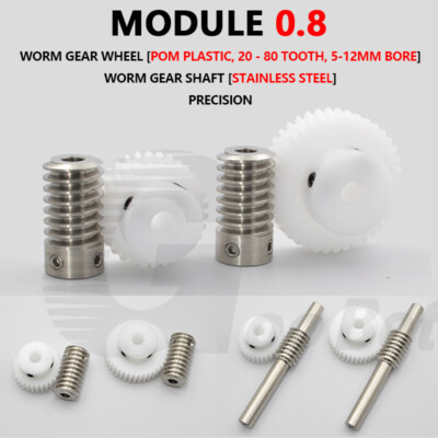 Module 0.8 Worm Gear Wheel POM Plastic 20 - 60 Tooth Worm Shaft ...