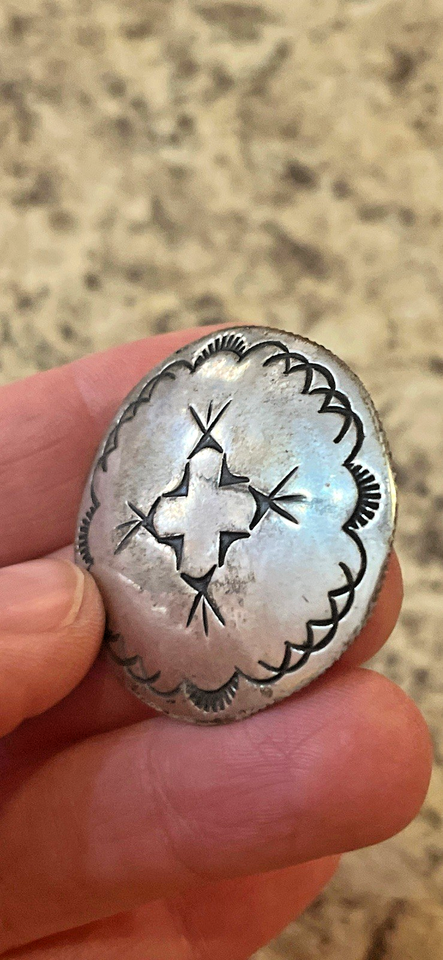 Vintage 1970s Navajo Sterling Silver Concho Brooch Signed Harvey Bear ...