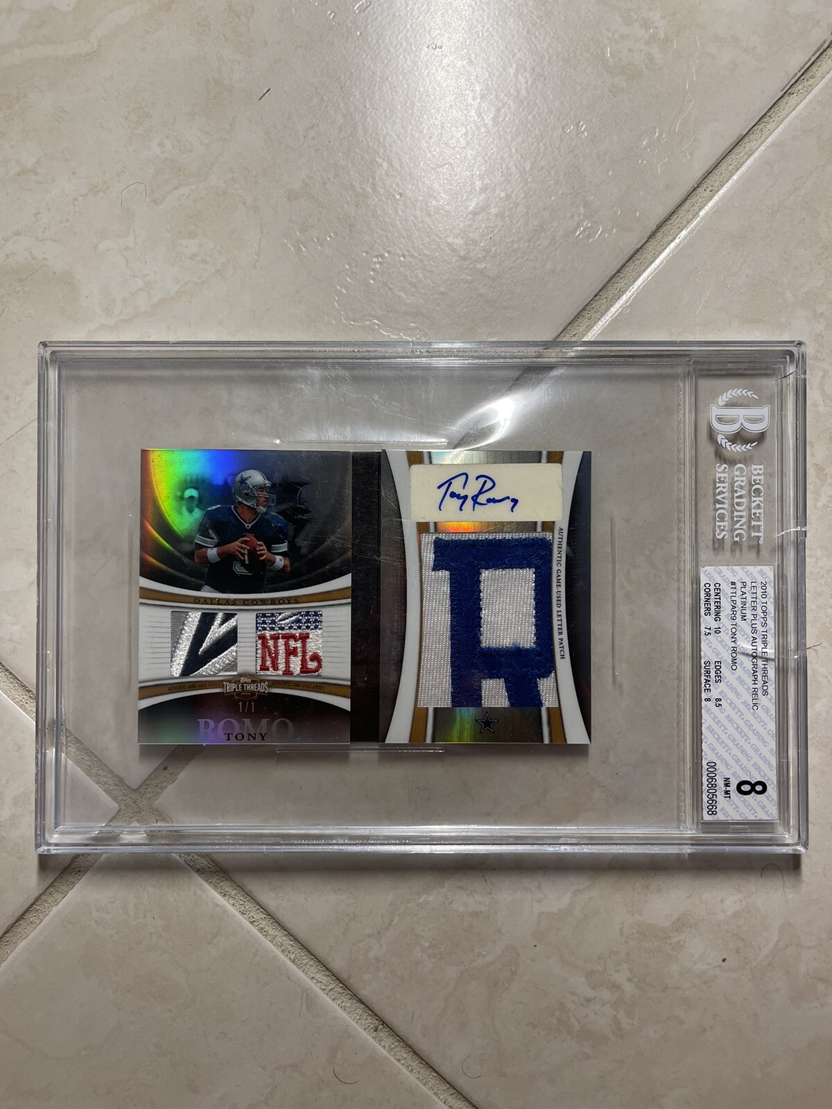 Tony Romo 2010 Topps Triple Threads Letterman NFL Shield Patch Auto ...