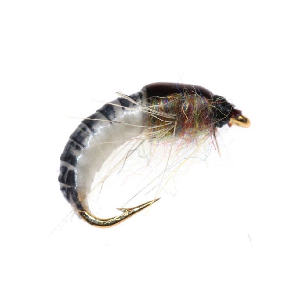 Lure Insect Bait Lure Nymph Worm 8#/10#/12#/14# Bait Black+White Hot ...