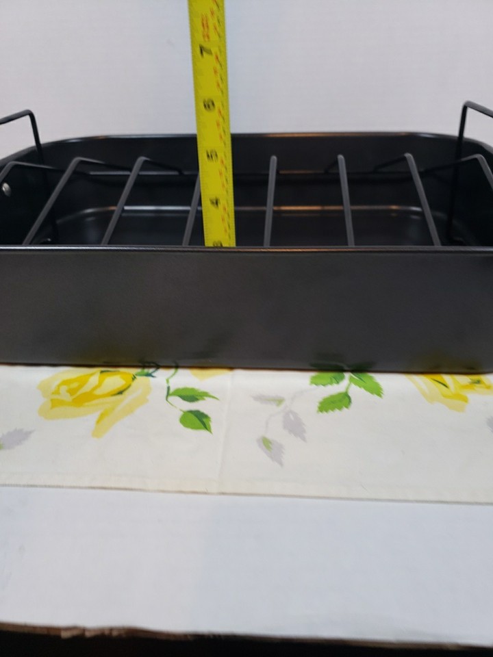 LARGE ONEIDA ALUMINUM NON STICK ROASTING PAN WITH V RACK Turkey Roaster ...