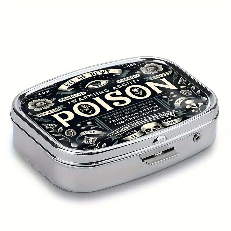 Poison Spirit Floral Metal Pill Box, 2-Compartment Portable Travel Size ...
