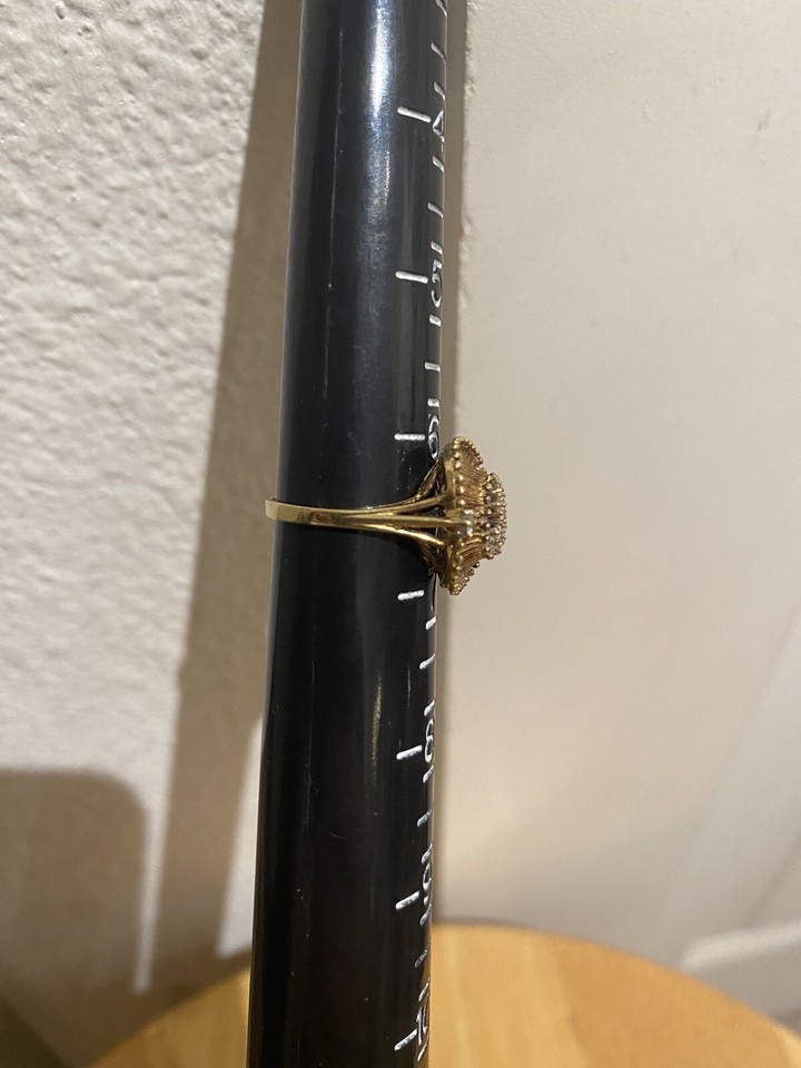 14K YELLOW GOLD & DIAMOND VINTAGE RING HALLMARK W 585 4.36 GRAMS UNIQUE ...