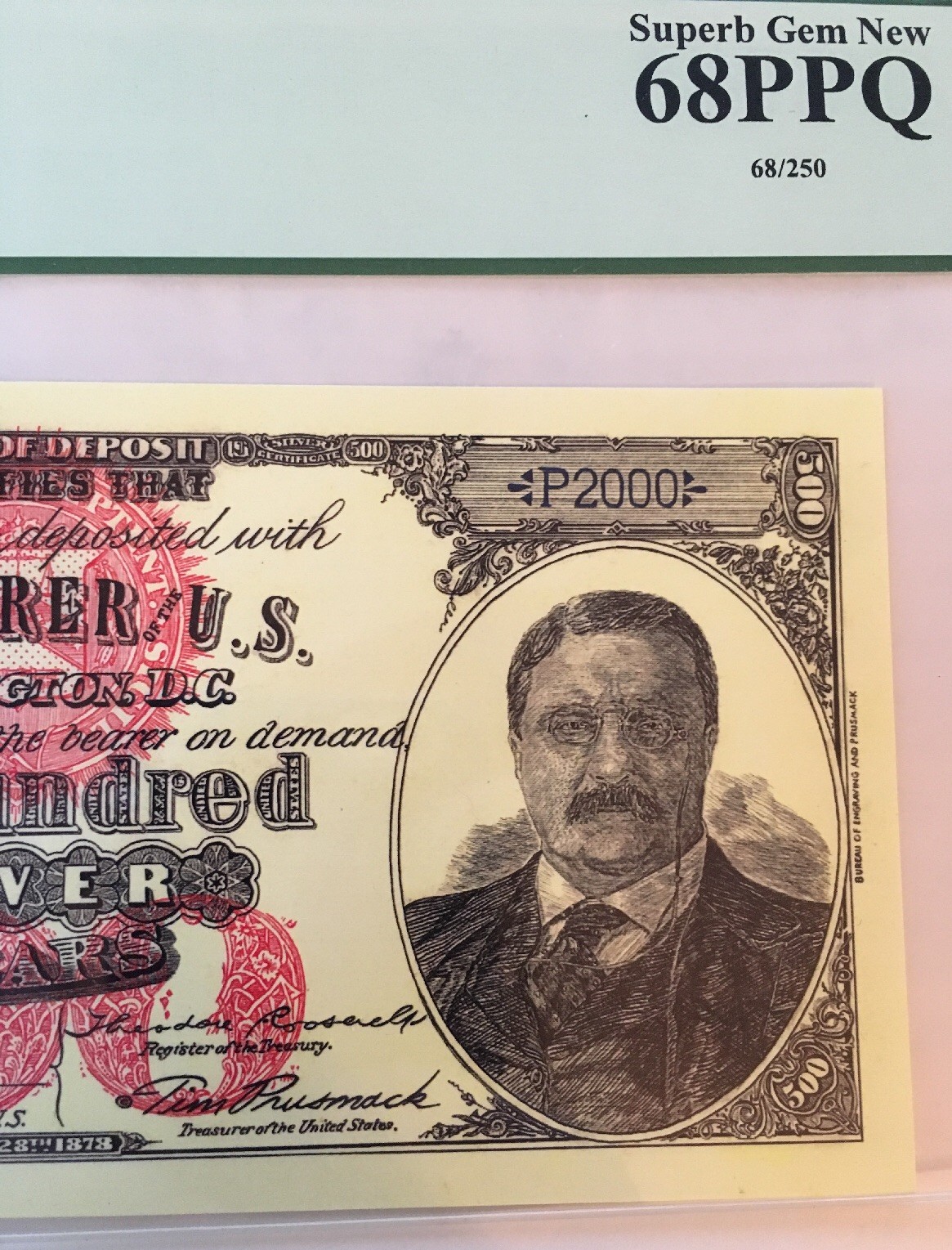 Tim Prusmack Money Art - $500 Silver Certificate w/T. Roosevelt - PCGS ...