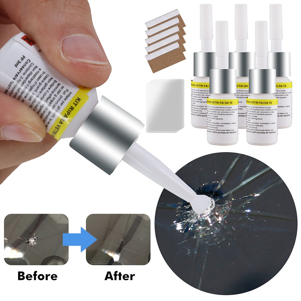 5 Pack Auto Glass Nano Repair Fluid Car Windshield Resin Crack Tool Kit ...
