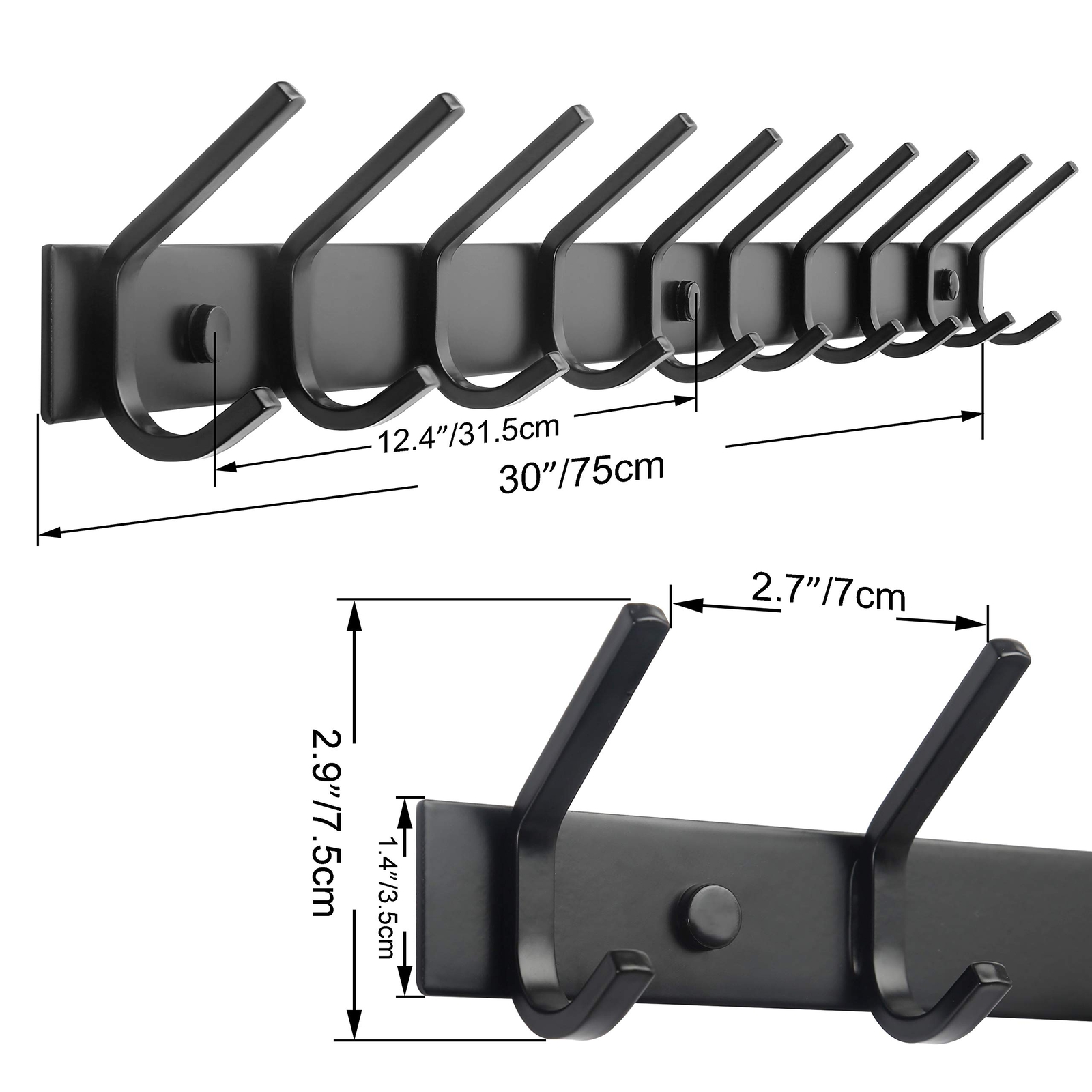 Coat Rack Wall Mounted,10 Hooks for Hanging Coats,30 Inch Hook Rack ...