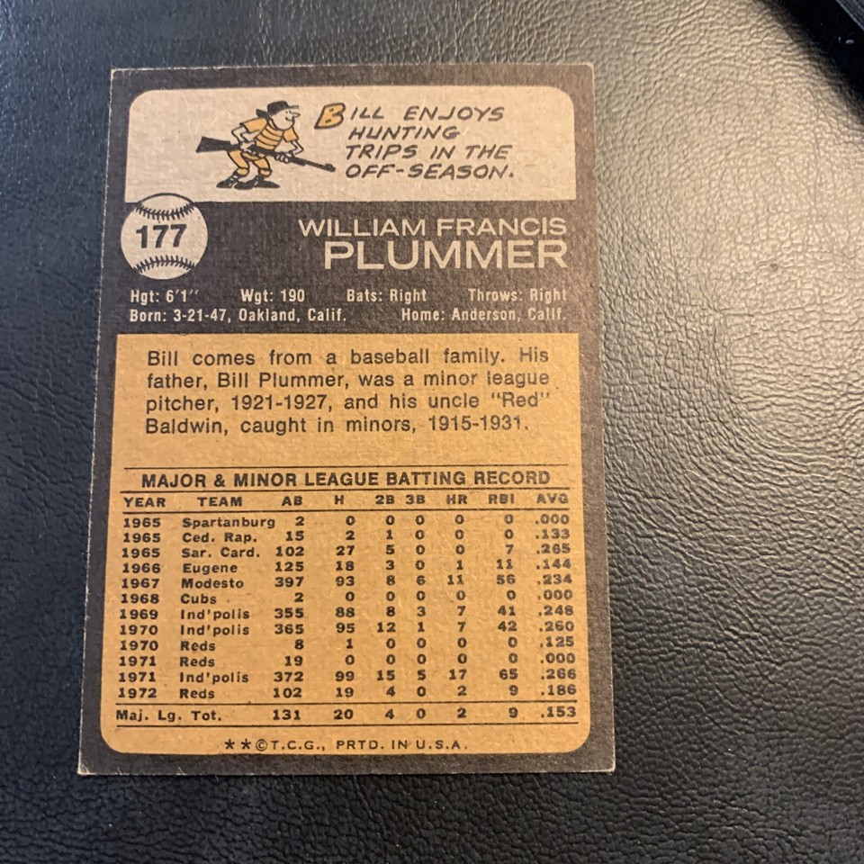 Cb34 1973 Topps #177 bill Plummer Cincinnati Reds | eBay