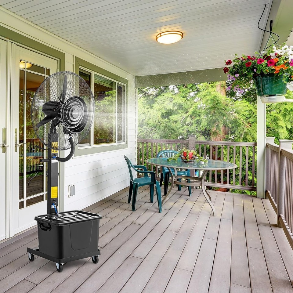 26" Large Misting Fan With 60 Degree Oscillation 11 Gallon Water Tank ...