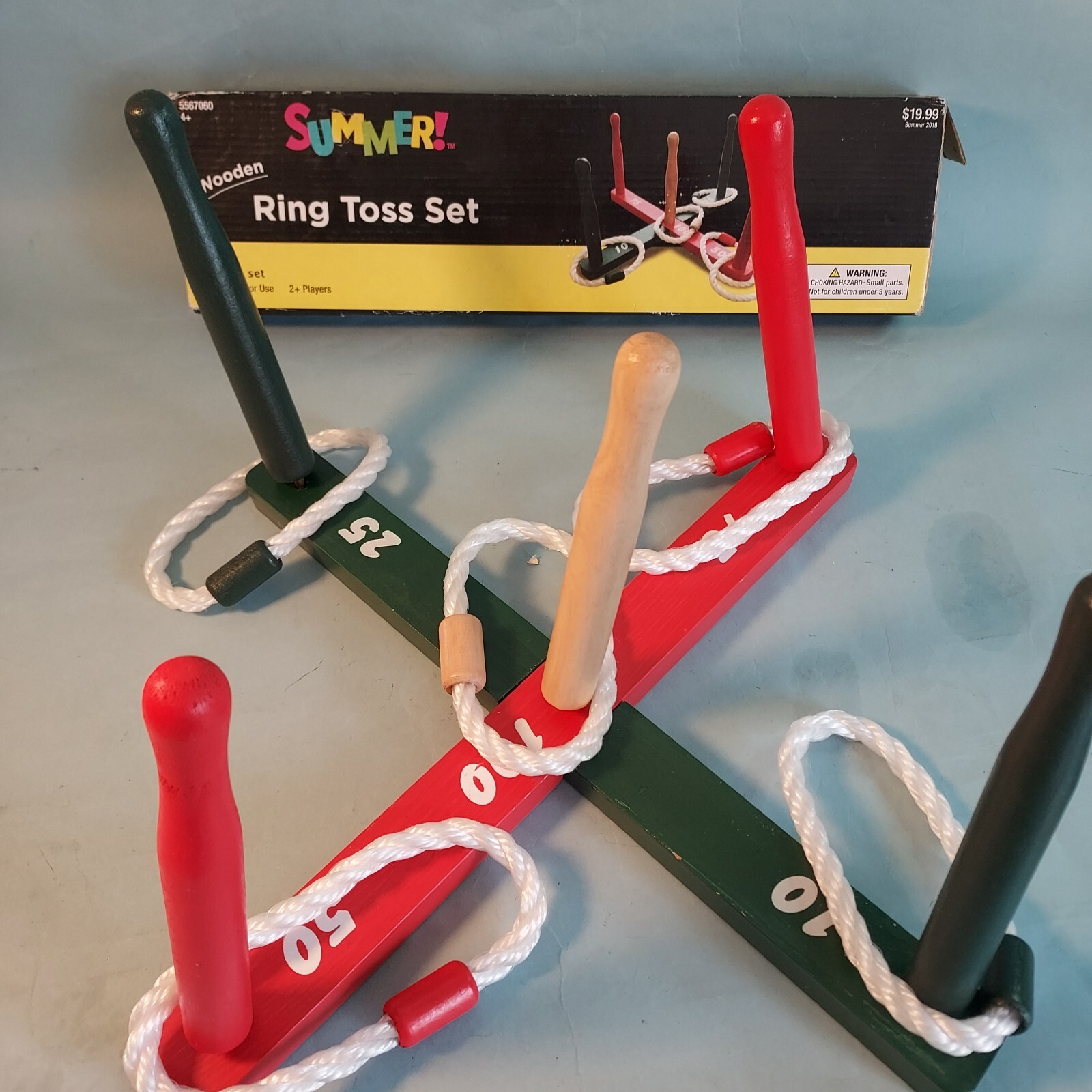 Summer Wood Ring Toss Yard 5-Peg Toss Summer Sports Compact Portable ...