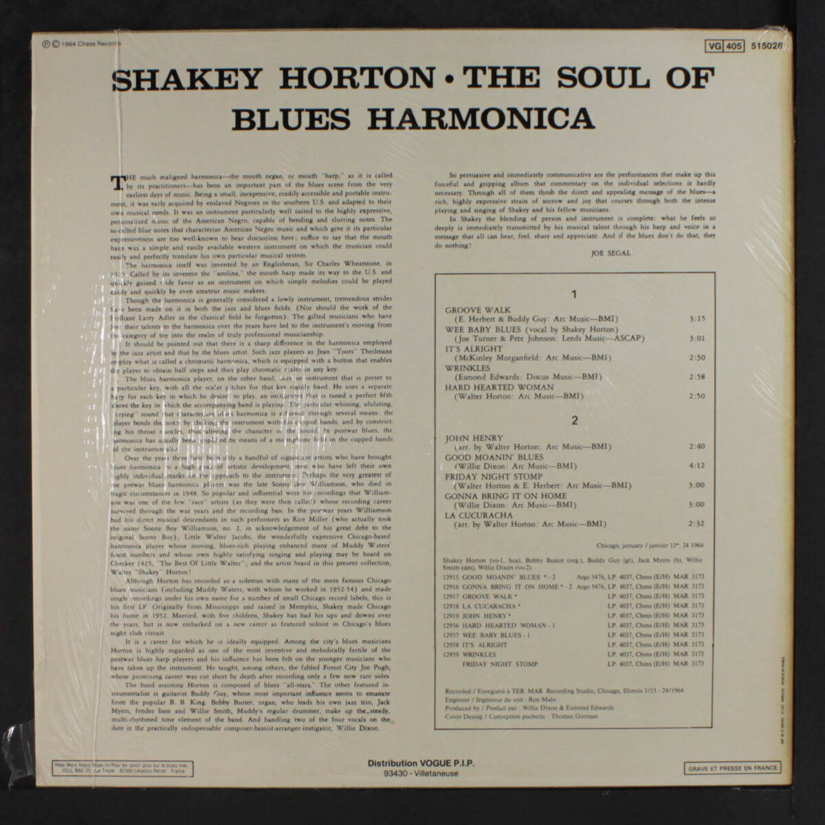 SHAKEY HORTON: the soul of blues harmonica Chess 12" LP 33 RPM France ...