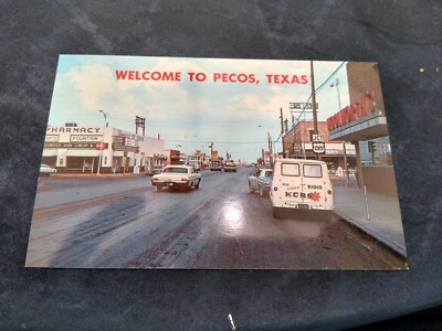 Welcome To Pecos Texas U.S. Hwy 80 Street Scene Photo Postcard | eBay