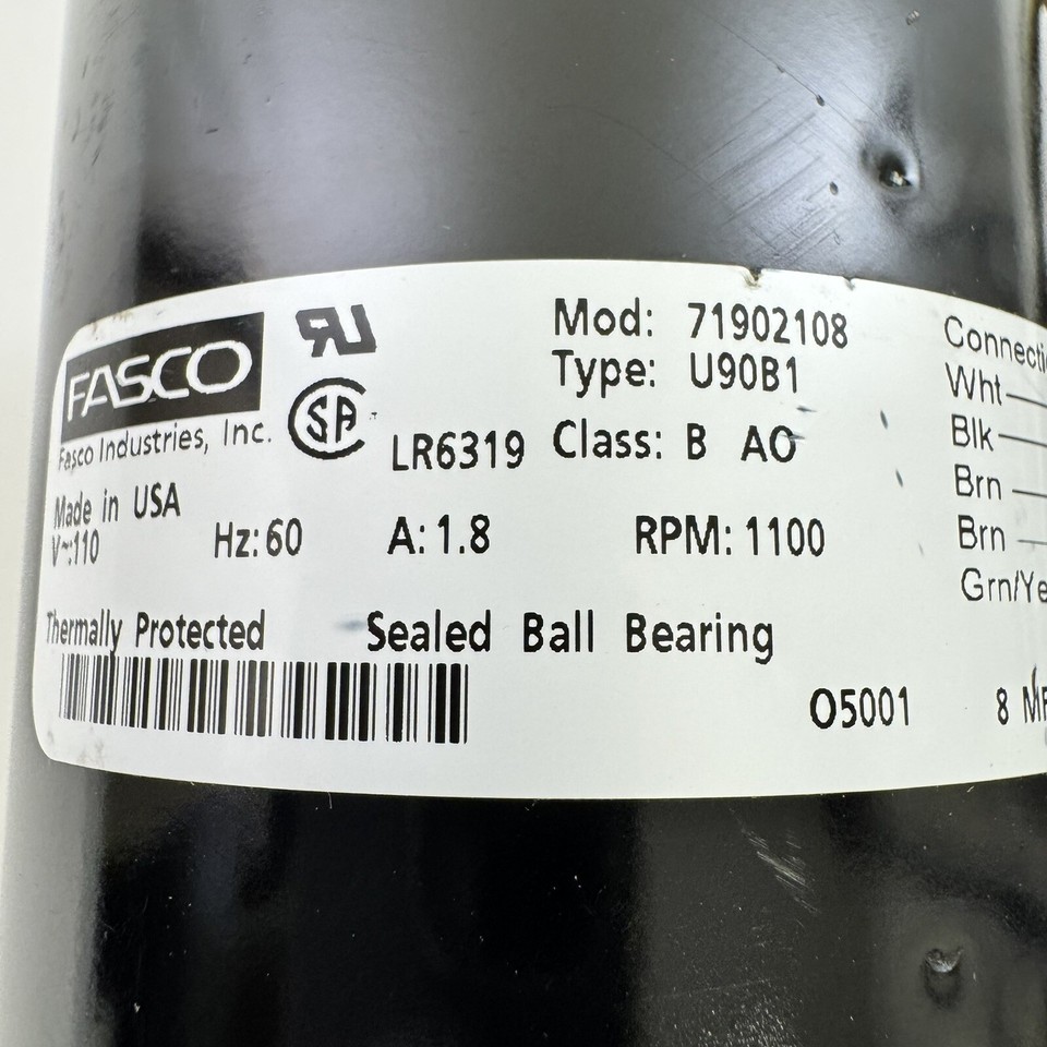 Fasco Type U90B1 Motor Fan 71902108 1.8 Amp 1100 RPM New Old Stock | eBay