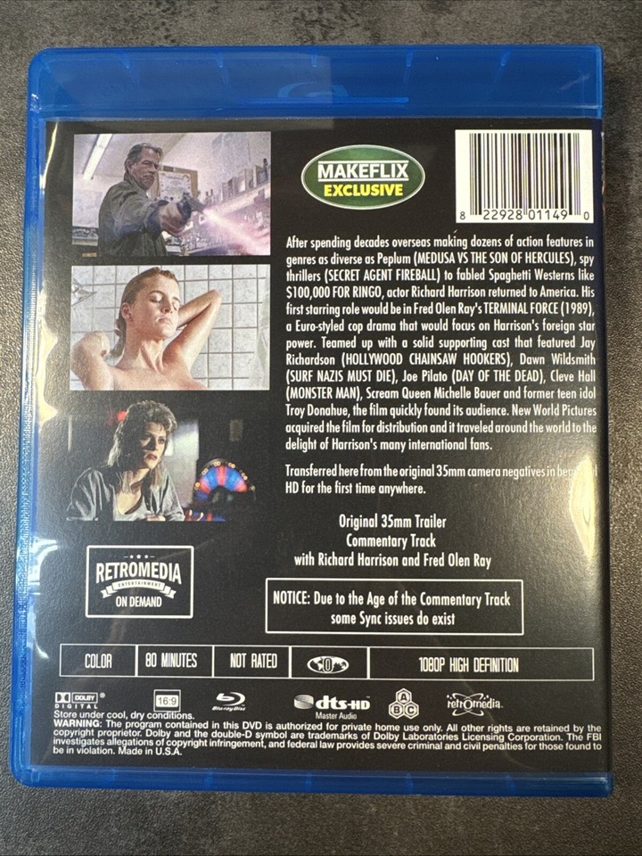 Terminal Force (Blu-ray) Fred Olen Ray 80’s Sci-Fi Action Film Richard ...