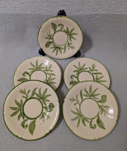 FRANCISCAN WILDFLOWER Saucers [Set of 5] Poppy Handpaint USA VTG 1940s ...