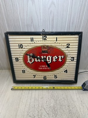 Vintage 1951 Burger Beer Clock Sign Cincinnati 19”x14.5” Working! | eBay