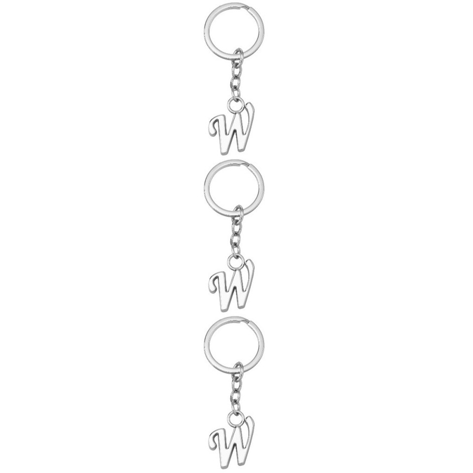 3pcs Simple Stylish Letter W Key Chain Metal Key Ring Alphabet Keychain ...