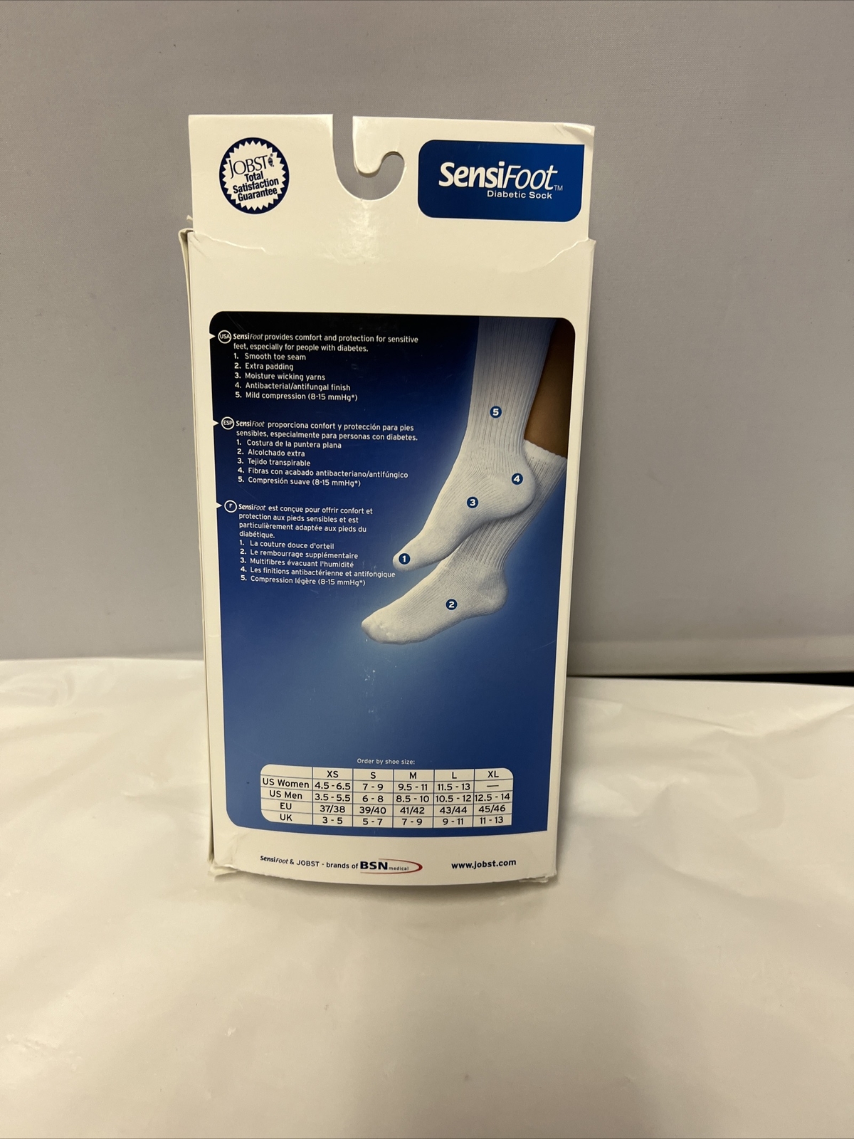 Sensifoot Diabetic socks size Small white crew style socks by Jobst | eBay