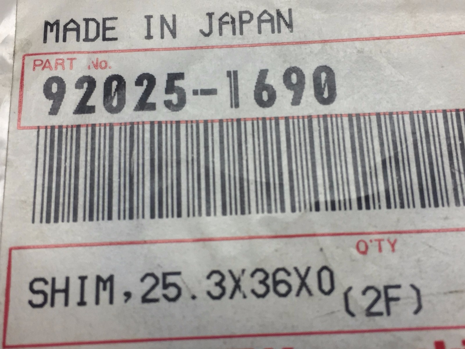 NOS KAWASAKI 92025-1690 SHIM,25.3X36X0.60 | eBay