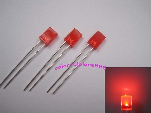 100pcs, 2x5x7mm Red Diffused Rectangle LED Rectangular Leds + Resistors ...