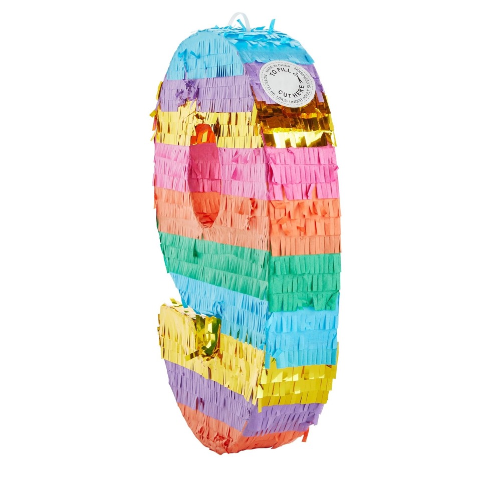 Small Rainbow Number 9 Pinata for 9th Birthday Party Supplies, 11 x 16. ...