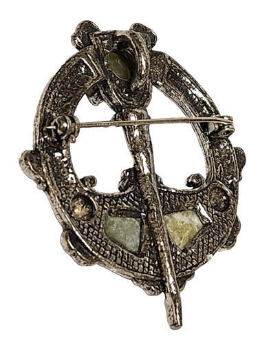 Irish Celtic Connemara Marble Rhodium Plated Brooch Pendant Ireland ...