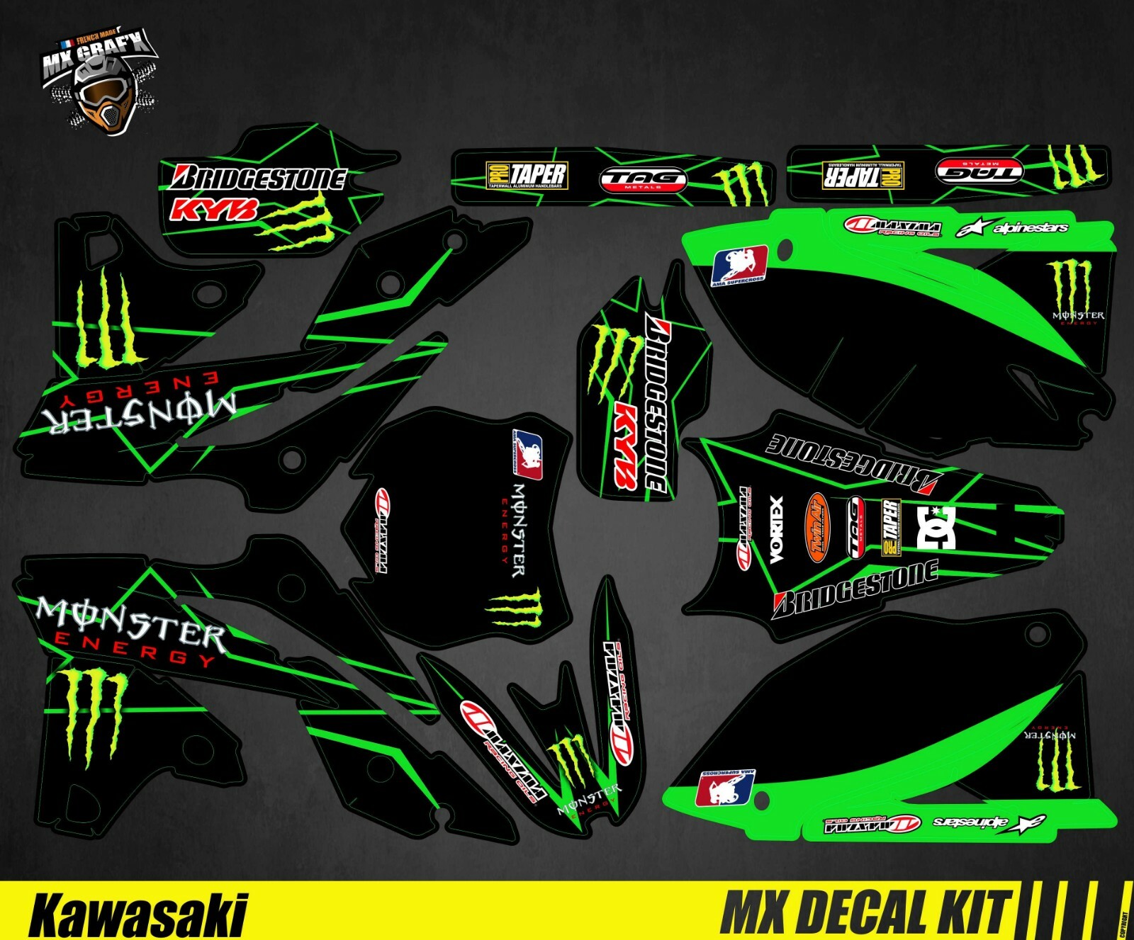MX Decal Kit For Kawasaki KXF - Monster 3 | eBay
