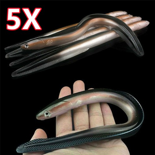 5Pcs 30cm PVC Soft Sand EeL Saltwater Fishing Lures Bait Cod Bass ...