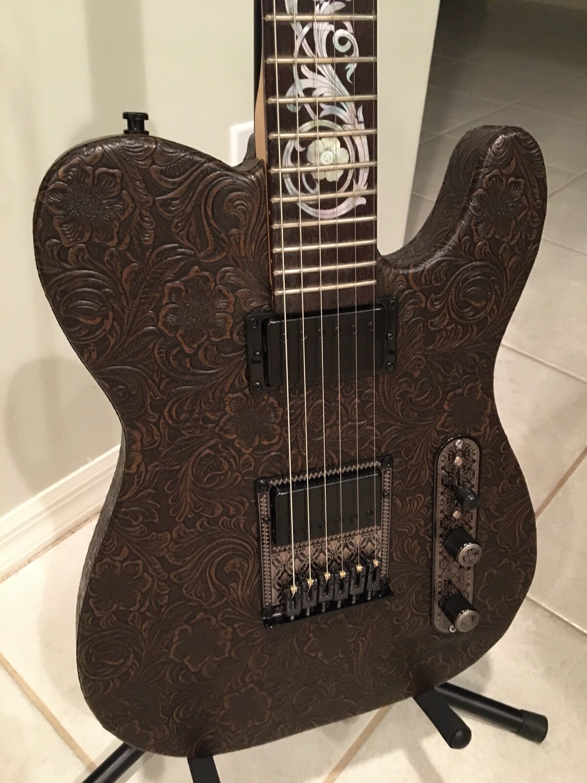 1996 Custom Tooled Leather Telecaster w/ matching case & amplifier - 1 ...