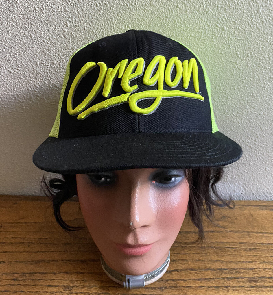 Oregon Neon Yellow Black Hat Cap Mesh Snapback U of O Ducks | eBay