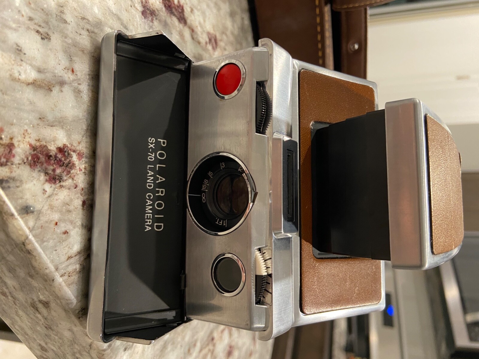 Vintage Polaroid Land Camera SX-70- Leather case, strap and flash bars ...