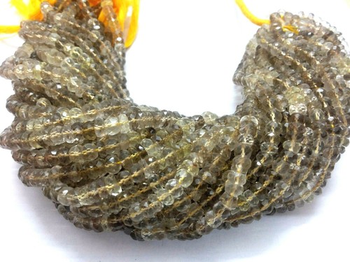 3 Strand Natural Bio Lemon Quartz Rondelle Faceted 6-6.5mm Loose Beads ...