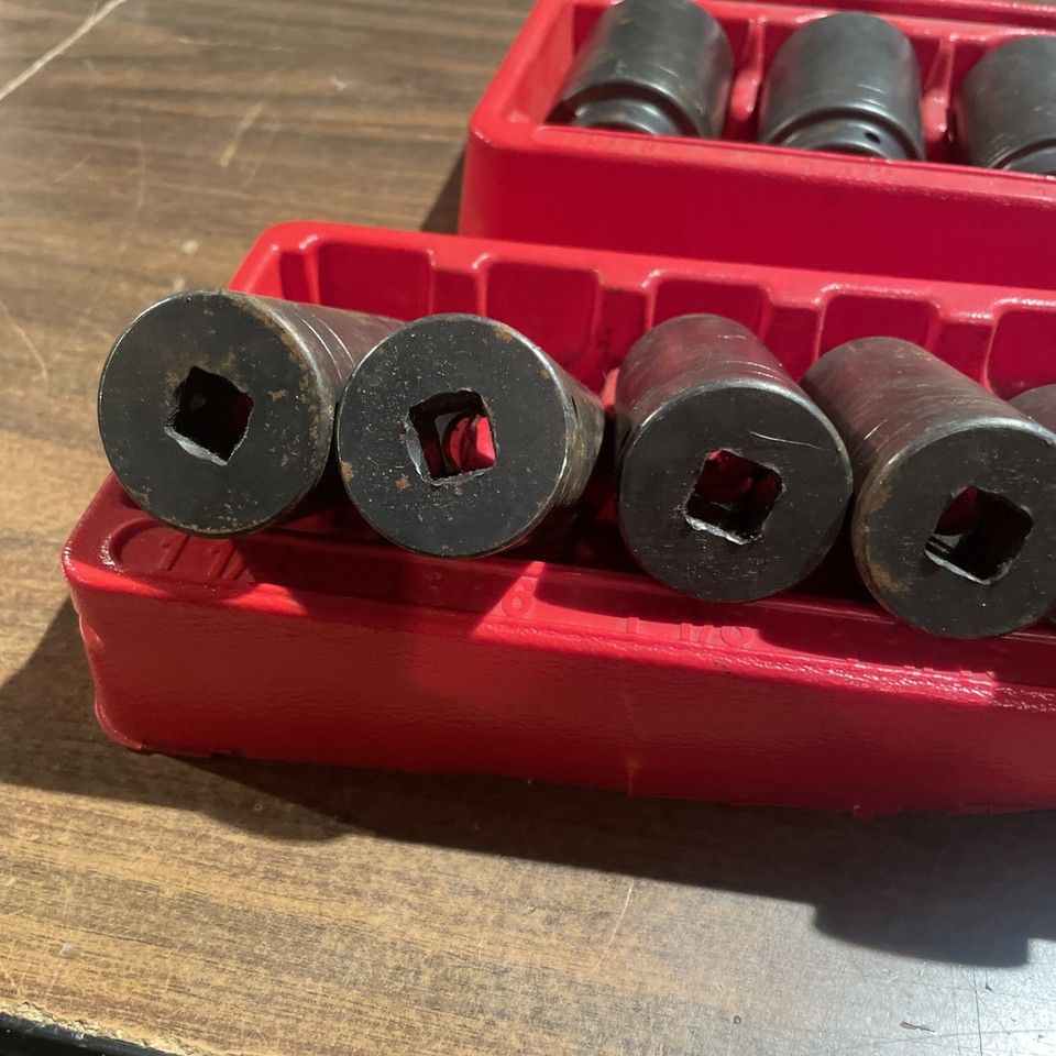 Snap-On Deep Well Impact Socket Set 1/2 Drive 6 Point 20 Sockets USA ...