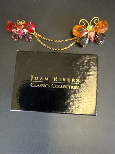 Joan Rivers Multi-color Double Butterfly Brooch W/Chain | eBay