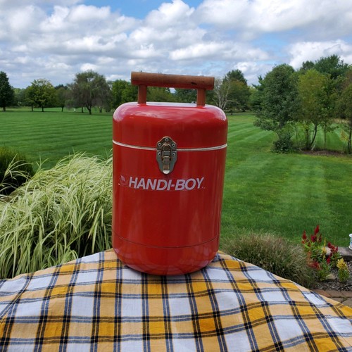 Vintage Handi-Boy Red Cooler Wood Handle cool steel metal retro handy ...