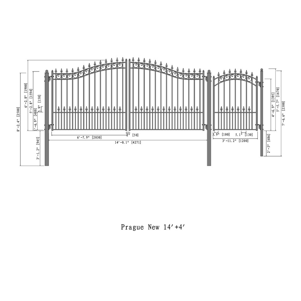 ALEKO Prague Style Steel Dual Driveway Combo Gate 14' and Pedestrian ...