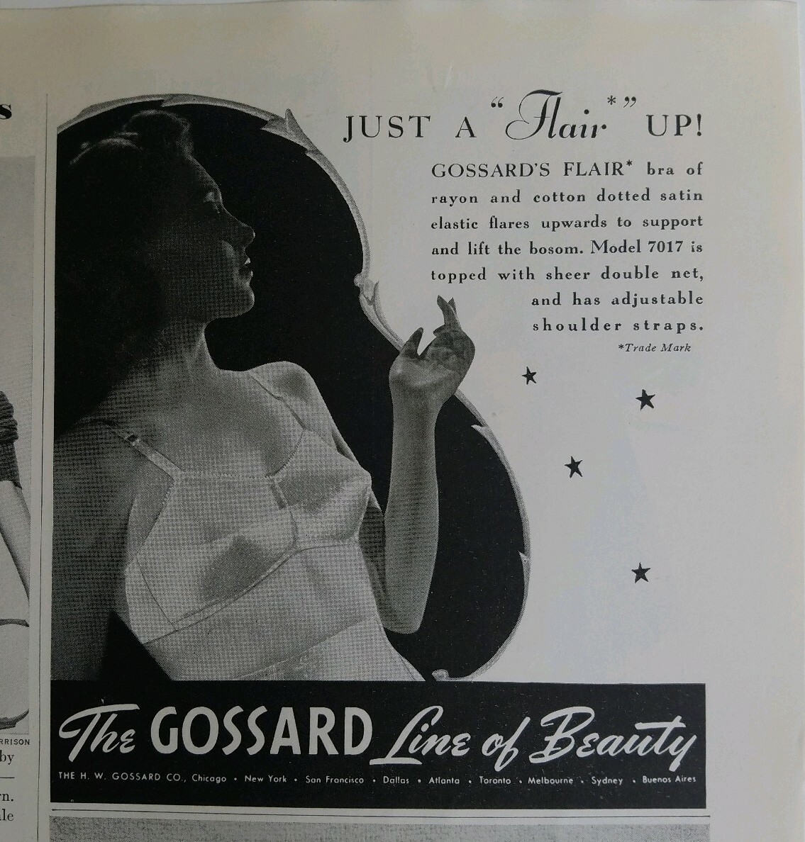 1940 women's Gossard Flair up bra line of beauty vintage fashion ad | eBay