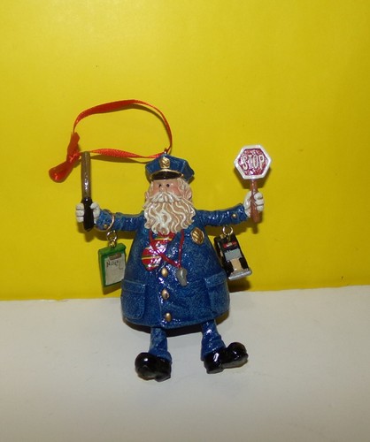 JCPenney Home Police Santa Crossing Guard Wobble Legs 4.5" Christmas ...