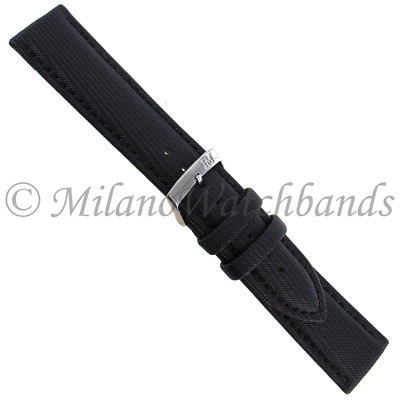 20mm Milano Mens Black Techno Canvas Texture Stitched Sport Watch Band ...