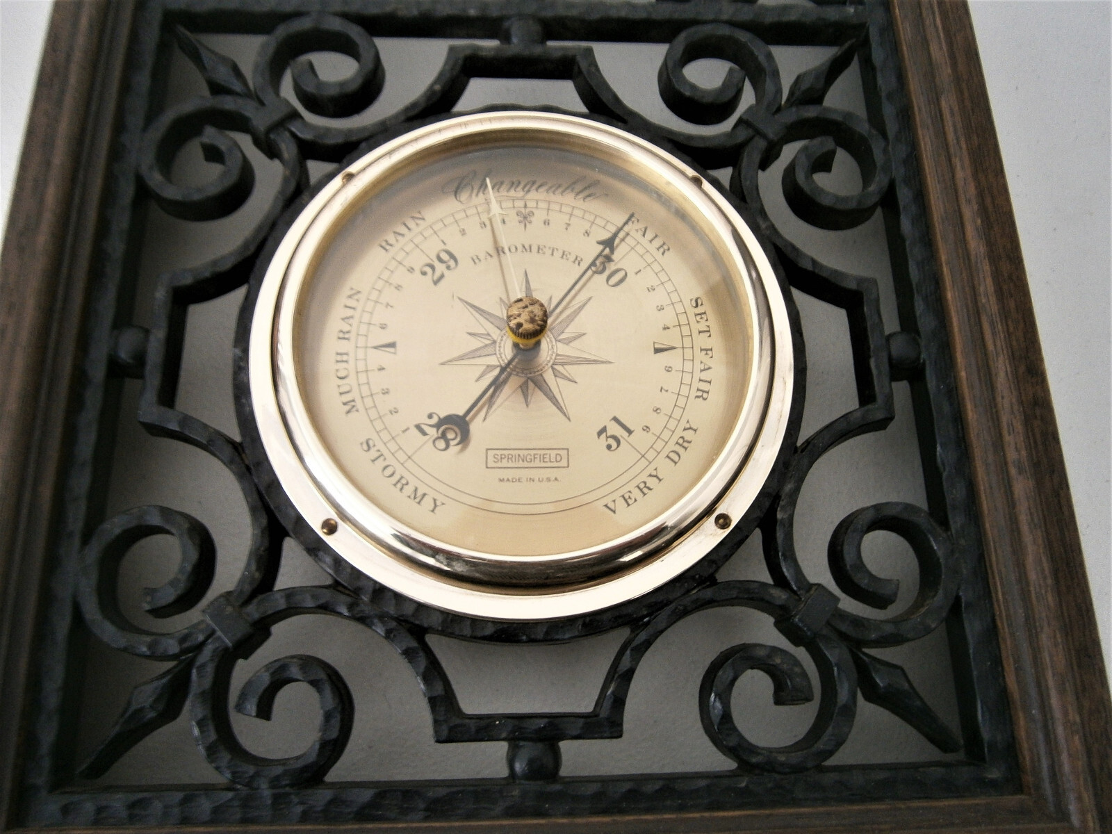 Vintage Springfield Faux Wrought Iron Weather Barometer Humidity ...