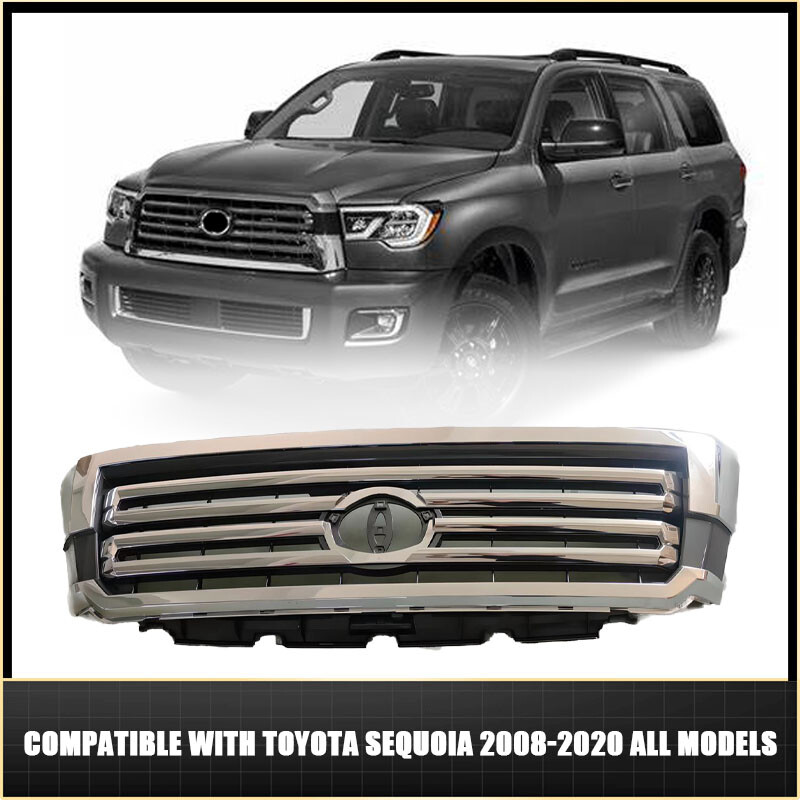 53101-0c080 Chrome Grille w/ Brackets for Toyota Sequoia 2008 2009 2010 ...