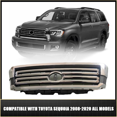 53101-0c080 Chrome Grille w/ Brackets for Toyota Sequoia 2008 2009 2010 ...