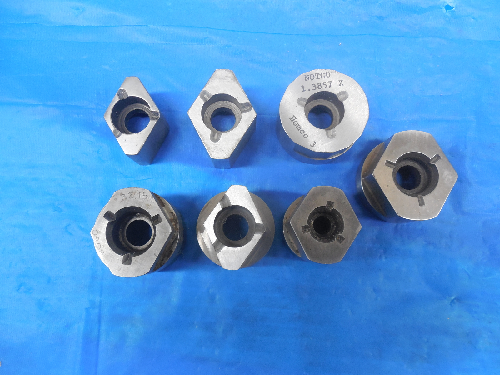 LOT OF 7 HEX SMOOTH PIN PLUG GAGES SINGLE ENDS 1.2700 1.1020 1.380 1. ...