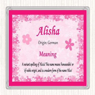 Alisha Name Meaning Drinks Mat Coaster Pink | eBay UK
