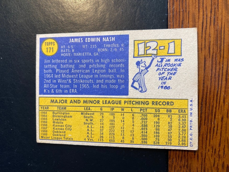 1970 TOPPS BASEBALL #171 JIM NASH!! $1 SHIPPING!! | eBay