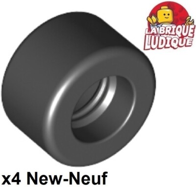 Lego 4x Tire Pneu 14mm D. x 9mm Smooth Small Wide Slick lisse noir ...
