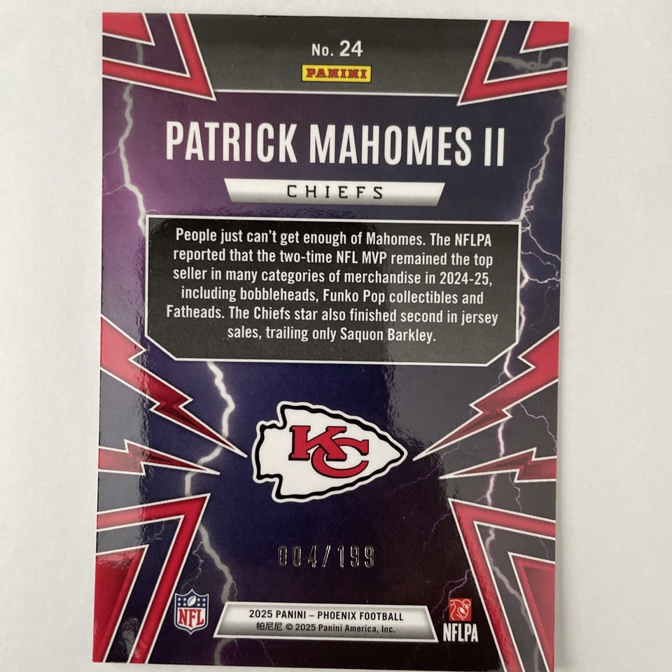 2025 Panini Phoenix Patrick Mahomes II Thunderbirds Winter Prizm 004/ ...